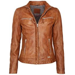 Lederjacke Mustang "Lederjacke Amilia", Damen, Gr. XS, braun (cognac), Obermaterial: 100% Lammnappaleder LANA. Futter: 100% Baumwolle CO., Jacken Lederjacke