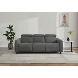 3-Sitzer OTTO HOME "SKAANE Cord-Sofa, 229 cm, manuelle u. elektrische Relaxfunktion", grau (anthrazit), B:229cm H:100cm T:100cm, 100% Polyester, Sofas, 3-Sitzer, Relax-Funktion in 2 Sitzen, Kopfteilverstellung, Federkernpolsterung