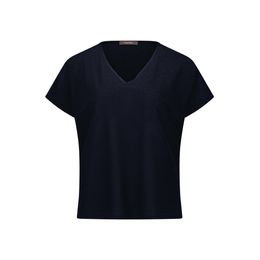 Klassische Bluse Vera Mont "Blusenshirt mit V-Ausschnitt", Damen, Gr. 38, blau (night sky), Obermaterial: 94% Polyester PES. 6% Elasthan EL., Blusen Klassische Bluse