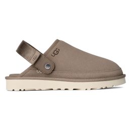 UGG Australia Clog UGG "Goldencoast Clog II", Jungen, Gr. 10 (43), grau, Textil, Veloursleder, Schuhe Clog, Hausschuh, Slides, Mule mit gepolstertem Fu&szlig;bett