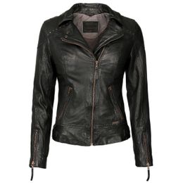 Bikerjacke Mustang "Lederjacke Aniwa", Damen, Gr. S, schwarz, Obermaterial: 100% Lammleder LEL. Futter: 100% Polyester PES., Jacken Bikerjacke