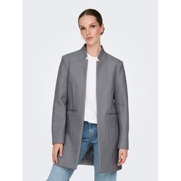 Langmantel Only "ONLNANCY LIFE SOHO COAT CC OTW", Damen, Gr. XS (34), grau (medium grau melange), Web, Obermaterial: 100% Polyester, unifarben, regular fit lang, V-Ausschnitt, M&auml;ntel Langmantel