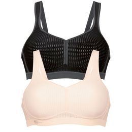 Sport-BH Anita "2er Pack Sport BH ohne B&uuml;gel Performance", Damen, Gr. 85, Cup B, bunt (schwarz, anthrazit smart rose), Obermaterial: 62% Polyamid PA. 21% Polyester PES. 17% Elasthan EL., BHs Sport-BH
