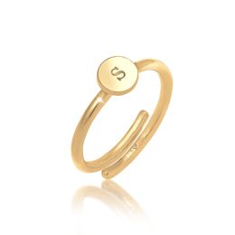 Silberring Elli "Ring Verstellbar Initiale Kreis 925 Sterling Silber", gold, Fingerringe, Damen, Silber 925 (Sterlingsilber), Silberring