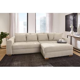 Jockenh&ouml;fer Ecksofa JOCKENH&Ouml;FER GRUPPE "Kampen L-Form, B: 288 cm", beige, B:288cm T:130cm, Korpus: 100% Polyester;Kissen: 100% Polyester, Sofas, Ecksofa, mit Bettfunktion, Bettkasten & Zierkissen, Federkern