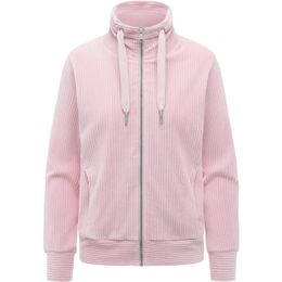 Sweatjacke Ragwear "Sweatjacke Ronette Cordy", Damen, Gr. M, rosa (marshmallow), Obermaterial: 76% Baumwolle CO. 20% Polyester PES. 4% Elasthan EL., Sweatjacken Sweatjacke