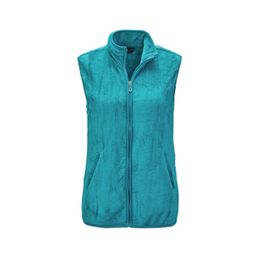 Kurzweste GOLDNER "Kurzgr&ouml;&szlig;e Teddy-Weste aus flauschigen Fleece", Damen, Gr. 20, blau (dunkelt&uuml;rkis), Obermaterial: 100% Polyester PES., Westen Kurzweste, Ohne