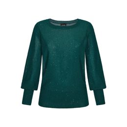 Rundhalspullover GOLDNER "Eleganter glitzernder U-Boot-Pullover", Damen, Gr. 40, gr&uuml;n (smaragd), Obermaterial: 85% Polyester PES. 15% Polyacryl PAN., Pullover Rundhalspullover, Pailletten