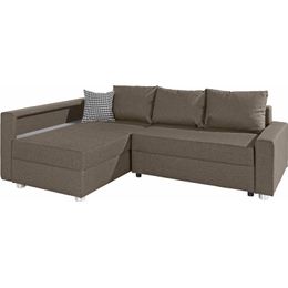 Ecksofa Collection AB "Relax L-Form", braun (macchiato), B:223cm H:84cm T:91cm, Zierkissen: 100%Polyester;Struktur (100% Polyester);Microfaser PRIMABELLE (100% Polyester);Kunstleder SOFTLUX / Struktur (80% Polyester, 20% Acryl);Microfaser PRIMABELLE (100% Polyester) / Struktur (80% Polyester, 20% Acryl), Sofas, Ecksofa, inklusive Bettfunktion, Federkern, wahlweise mit RGB-LED-Beleuchtung