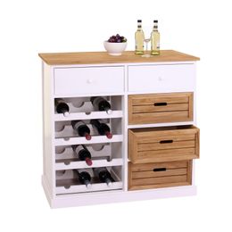 Weinregal MCW-B96, Kommode Flaschenregal f&uuml;r 12 Flaschen mit Schubladen, Landhaus 86x87x37cm