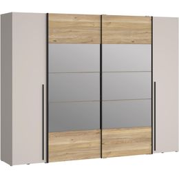 Kleiderschrank FORTE "Narago, Kombischrank, TOPSELLER, Paneele wechselbar", sand mauvella eiche, B:270,3cm H:210cm T:61cm, Schr&auml;nke, Kleiderschrank, Schwebet&uuml;ren in Kombination mit Dreht&uuml;ren, Made in Europe