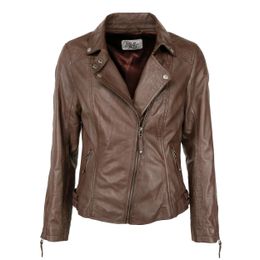 Lederjacke JCC "Lederjacke 8533", Damen, Gr. 38, braun (schwarz braun), Obermaterial: 100% Lammnappaleder LANA. Futter: 100% Viskose CV., Jacken Lederjacke