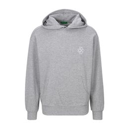 Hoodie, Herren, Gr. M, grau (grau meliert), Sweatware, Obermaterial: 100% Baumwolle, United Colors Of Benetton, meliert, Rippb&uuml;ndchen, Sweatshirts Hoodie