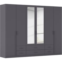 Kleiderschrank Rauch "Schrank Garderobe Ankleide GAMMA Breiten 91/136/181/226/271/315/360 cm", graumetallic, griffstangen graumetallic, B:271cm H:210cm T:54cm, Holzwerkstoff, Schr&auml;nke, Kleiderschrank, verschiedene Griff-Varianten, mit Spiegel TOPSELLER MADE IN GERMANY