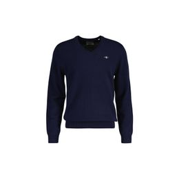 Sweater Gant "Strickpullover EXTRAFINE LAMBSWOOL V-NECK", Herren, Gr. XXL, blau, Obermaterial: 90% Wolle NZW. 10% Polyamid PA., Sweatshirts Sweater