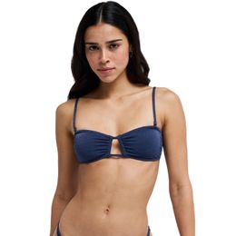 Bandeau-Bikini-Top Roxy "Roxy Shine", Damen, Gr. XXL, Cup B, blau, Obermaterial: 71% recyceltem Nylon, 10% Metallisierte Faser, 10% Nylon, 9% Elasthan;, Bikini-Oberteile Bandeau-Bikini-Top