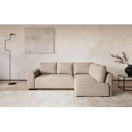 Ecksofa COTTA "Giro L-Form, Ottomane, Breite 252 cm", nature, B:252cm H:86cm T:170cm, Sofas, Ecksofa, wahlweise mit Bettkasten und Trendbezug CORD