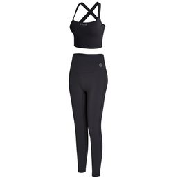 Sportanzug YEAZ "Set SHOW", Damen, Gr. L, schwarz, Obermaterial: 75% Nylon NY. 25% Elasthan EL., Sportanz&uuml;ge Sportanzug