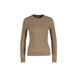 Sweater Gant "Strickpullover STRETCH COTTON CABLE C-NECK", Damen, Gr. L, beige, Obermaterial: 88% Baumwolle CO. 10% Polyamid PA. 2% Elasthan EL., Sweatshirts Sweater