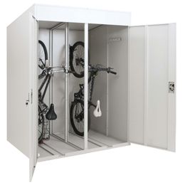 2er-Fahrradgarage MCW-H66b, Fahrradbox Fahrradunterstand abschlie&szlig;bar Metall 213x158x125cm ~ hellgrau