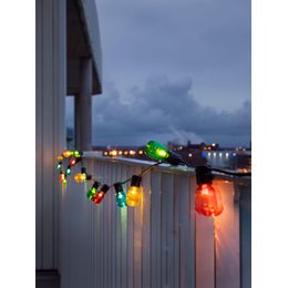 Konstsmide LED-Lichterkette "Weihnachtsdeko aussen", schwarz, Dioden 20 Stk. Flammen 20 Stk., Kabell&auml;nge 10m x Gesamtl&auml;nge 14,75m, Lichterketten, LED Biergartenkette, bunt, 20 bunte Birnen / 40 warm wei&szlig;e Dioden, LED-Lichterkette