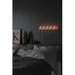 LED Fensterleuchter Konstsmide, schwarz, B:45cm H:50cm L:45cm T:13cm, Leuchten, LED Fensterleuchter, LED Metallleuchter, schwarz, 5 runde Globes, 10 bernsteinfb. Dioden