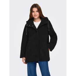 Kurzmantel Only "ONLMINA CURLY TEDDY COAT OTW", Damen, Gr. S, schwarz, Pl&uuml;sch, Obermaterial: 100% Polyester, unifarben, regular fit, M&auml;ntel Kurzmantel