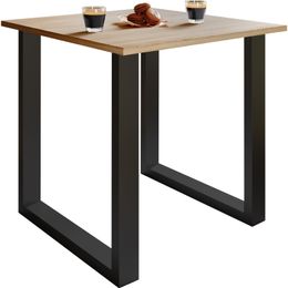 Vcm Holzesstisch H. 76 x B. 80 x T. 80 cm hochwertiges und massives Fu&szlig;gestell F&uuml;&szlig;e aus Eisen K&uuml;chentisch - Xona U