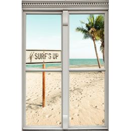 Wandsticker queence "Surf's up", beige (natur), B:40cm H:60cm T:0,1cm, Wandtattoos, Wandsticker, Wandsticker, Wandbild, selbstklebend, 3D, Fenster