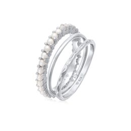 Ring-Set Elli "Ring Stapelring Perlen 3er Set 925 Silber" Gr. 52, silber, Fingerringe, Damen, 52, ohne Stein, Silber 925 (Sterlingsilber), 3mm, Ring-Set