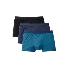 Boxershorts Calida "Boxershort New Boxer Natural Benefit 3P 3er Pack", Herren, Gr. XL, schwarz (schwarz, blau), Obermaterial: 95% Baumwolle CO. 5% Elasthan EL., Unterhosen Boxershorts