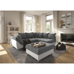 Ecksofa Collection AB "Innsbruck L-Form", grau (hellgrau, anthrazit), B:247cm H:87cm T:189cm, Microfaser PRIMABELLE (100% Polyester), Struktur (90% Polyester, 10% Polyacryl), Samtvelours (100% Polyester), Luxus-Microfaser Antiklederoptik (100% Polyester), Sofas, Ecksofa, inklusive Federkern, Recamiere links oder rechts montierbar