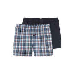 Webboxer Schiesser "Web-Boxershorts 2er Pack", Jungen, Gr. 176, blau, Obermaterial: 100% Baumwolle CO., Unterhosen Webboxer
