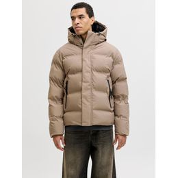 Jack & Jones Steppjacke JACK & JONES "JCOFUSION PUFFER JACKET", Herren, Gr. XL, desert taupe, Web, Obermaterial: 100% Polyester, unifarben, normal, Rippb&uuml;ndchen, Jacken Steppjacke