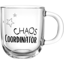 Tasse Leonardo "BEcher "CHAOS COORDINATOR", 4er-Set, UFFICIO", bunt (transparent, bunt), H:15cm &Oslash;:8,7cm, Glas, Trinkgef&auml;&szlig;e, Tasse, sp&uuml;lmaschinengeeignet