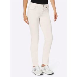 R&ouml;hrenjeans Heine, Damen, Gr. 38, Normalgr&ouml;&szlig;en, beige (ecru), 63% Baumwolle, 35% Lyocell, 2% Elasthan, unifarben, lang, Jeans R&ouml;hrenjeans