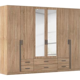 Kleiderschrank Rauch "Schrank Garderobe Ankleide GAMMA Breiten 91/136/181/226/271/315/360 cm", eiche sonoma, griffstangen graumetallic, B:271cm H:210cm T:54cm, Holzwerkstoff, Schr&auml;nke, Kleiderschrank, verschiedene Griff-Varianten, mit Spiegel TOPSELLER MADE IN GERMANY