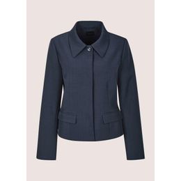 Madeleine Mode Jackenblazer MADELEINE "Blazer Edler Kurzblazer mit Klappkragen", Damen, Gr. 42, blau (nebelblau, melange), Obermaterial: 68% Polyester PES. 28% Viskose CV. 4% Elasthan EL., Modern, gerade, Blazer Jackenblazer, Verdeckte Knopfleiste