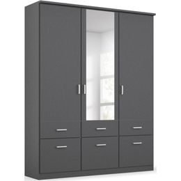 Kleiderschrank Rauch "Kleiderschrank Schrank Garderobe deckenhoher Schrank BREMEN", grau (graumetallic), B:136cm H:199cm T:58cm, Holzwerkstoff, Schr&auml;nke, Kleiderschrank, in vielen Farbvariationen, inkl. Kranzblende MADE IN GERMANY