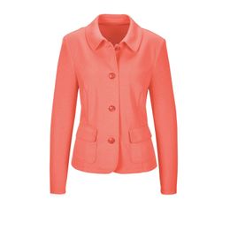 Kurzjacke GOLDNER "Leichte Jacke mit Stehkragen in rot", Damen, Gr. 46, orange (koralle), Obermaterial: 67% Viskose CV. 27% Polyamid PA. 6% Elasthan EL., Sonstiges, Jacken Kurzjacke, mit Wienern&auml;hten f&uuml;r perfekte Passform