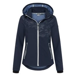 Softshelljacke LPO "MECATINA PEAK III WMN", Damen, Gr. 48 (XL), blau (navy), 100% Polyester, k&ouml;rpernah, gerader Abschluss mit Gummizug, Jacken Softshelljacke, mit abnehmbarer Kapuze