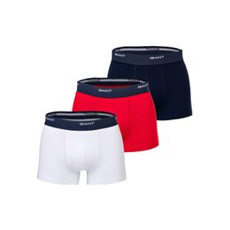 Boxershorts Gant "Boxershort 3er Pack", Herren, Gr. L, bunt (dunkelblau, wei&szlig;, rot), Obermaterial: 95% Baumwolle CO. 5% Elasthan EL., Unterhosen Boxershorts