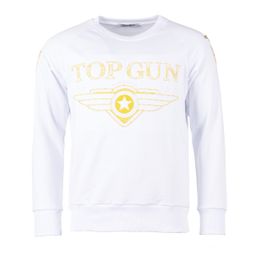 Sweatshirt Top Gun "Sweatshirt Dell TG20193011", Herren, Gr. M, wei&szlig;, Obermaterial: 65% Baumwolle CO. 35% Polyester COOLMAX PES(Coolmax)., Sweatshirts Sweatshirt