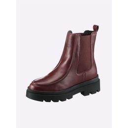 Stiefelette Heine, Damen, Gr. 39, rot (bordeaux), Glattleder, Leder, Rindsleder, Schuhe Stiefelette