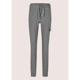 Madeleine Mode Jerseyhose MADELEINE "Hose Cargo-Jerseyhose mit Kordelzug", Damen, Gr. 19, K-Gr, grau (bleigrau, melange), Obermaterial: 60% Viskose CV. 35% Polyamid PA. 5% Elasthan EL., Hosen Jerseyhose