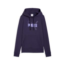 Kapuzensweatshirt Puma "ESS LOGO LAB METALLIC HOODIE TR", Damen, Gr. M, deep plum, Sweatware, Obermaterial: 68% Baumwolle, 32% Polyester, bedruckt, regular fit normal, angesetztes B&uuml;ndchen, Sweatshirts Kapuzensweatshirt, Regular Fit, mit Print-Applikationen, mit K&auml;ngurutasche, mit Kapuze