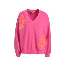 Smith & Soul Sweatshirt SMITH & SOUL, Damen, Gr. S, fuchsia, Sweatware, Obermaterial: 70% Baumwolle, 30% Polyester, unifarben, oversize h&uuml;ftbedeckend, V-Ausschnitt, angesetztes B&uuml;ndchen, Sweatshirts Sweatshirt, mit V-Ausschnitt, Oversize Fit