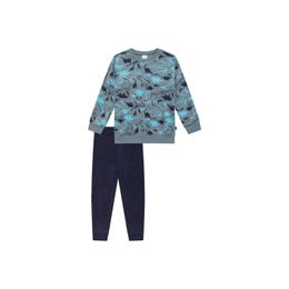 Schlafanzug Schiesser "Pyjama", Jungen, Gr. 104, bunt (blau, grau), Obermaterial: 80% Baumwolle CO. 20% Polyester PES., Homewear-Sets Schlafanzug