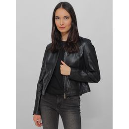 Bikerjacke JCC "Lederjacke 31023630", Damen, Gr. 38, schwarz, Obermaterial: 100% Lammleder LEL. Futter: 100% Baumwolle CO., Jacken Bikerjacke