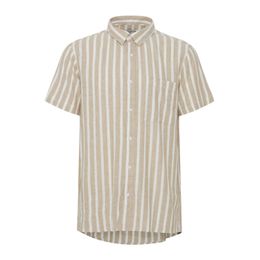 !Solid Kurzarmshirt SOLID "Kurzarmhemd SDFried", Herren, Gr. L, beige (sand), Obermaterial: 58% Leinen LI. 42% Viskose CV., Hemden Kurzarmshirt